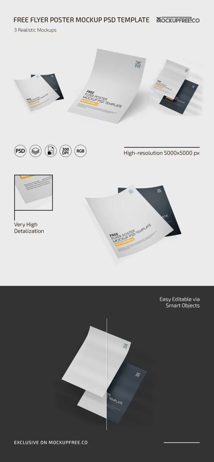 3 Sights of Flyer Poster Mockup | Mockup Space